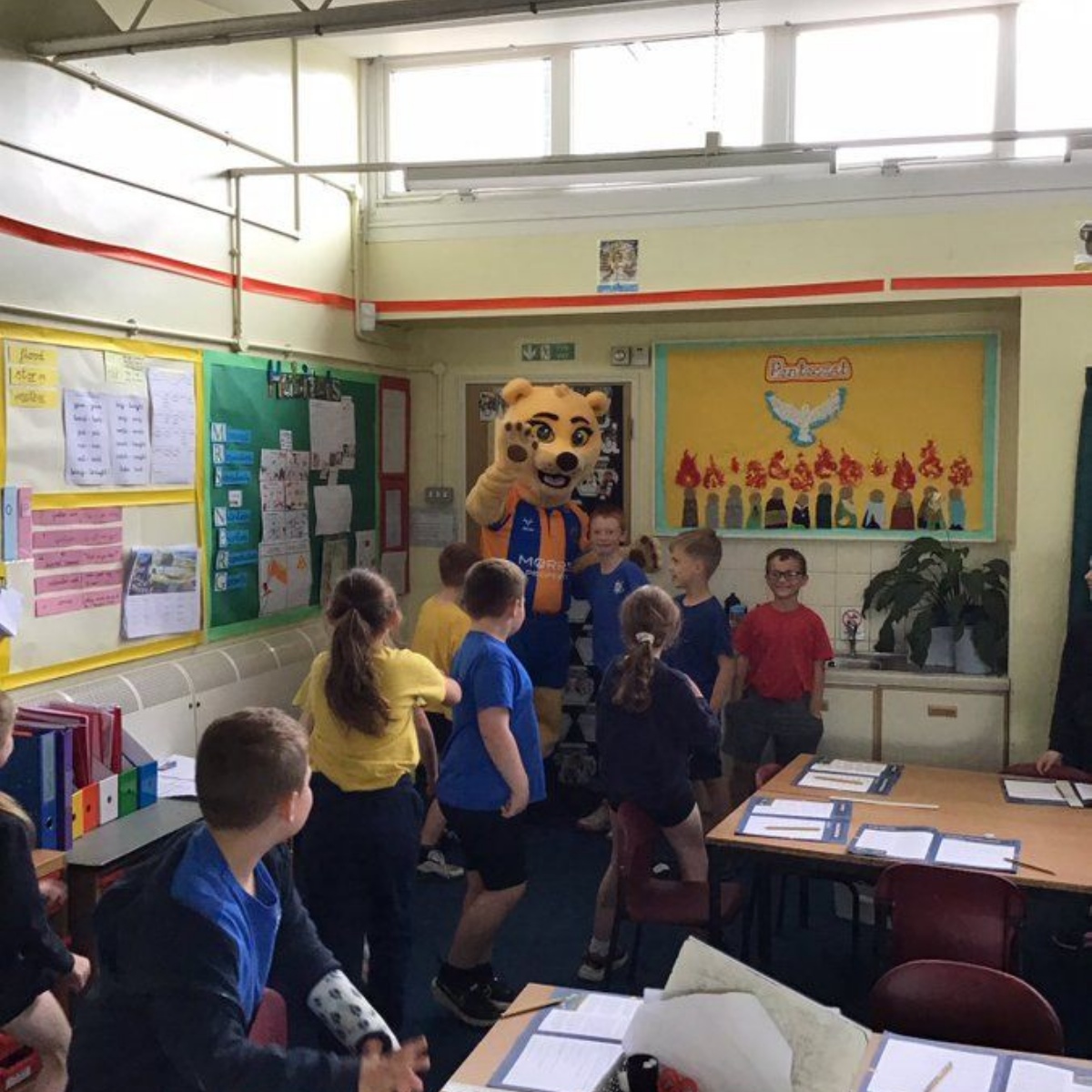 Prees CE Primary School and Nursery - Amber the STFC Mascot Visits Year 3